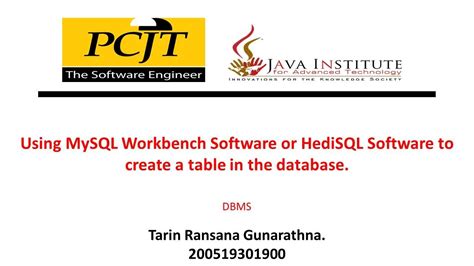 Using Mysql Workbench Software Or Hedisql Software To Create A Table In