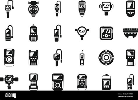 Gas Detector Icons Set Simple Vector Meter Instrument Home Leak Accident Stock Vector Image