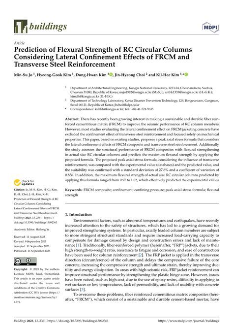 Pdf Prediction Of Flexural Strength Of Rc Circular Columns Considering Lateral Confinement