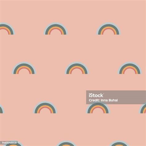 손으로 그려진 무지개와 마음을 가진 원활한 유치 한 패턴 직물 포장 직물 벽지 의류에 대 한 창조적 인 스칸디나비아 키즈 텍스처 벡터 일러스트 0명에 대한 스톡 벡터 아트