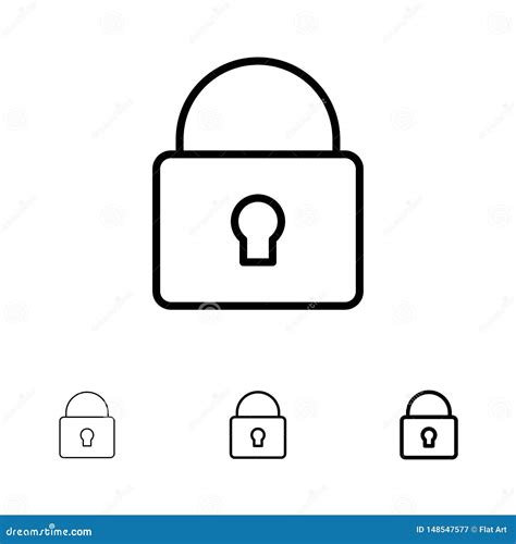 Lock Security Locked Login Bold And Thin Black Line Icon Set Stock Vector Illustration Of