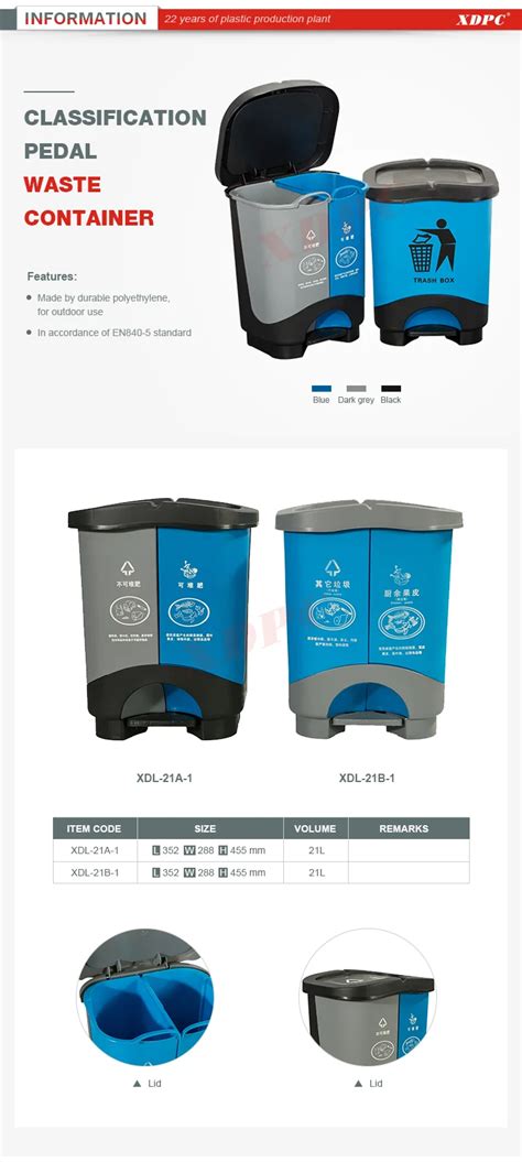 Durable Pp Plastic Classify Waste Dust Bin Trash Box