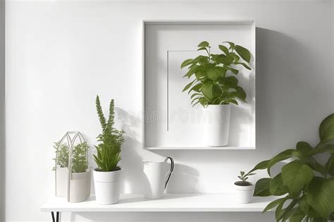 Rectangular Vertical Frame Mockup In Scandi Style Interior Generative Ai Stock Illustration