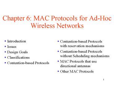 Chapter 6 MAC Protocols For Ad Hoc Wireless Networks Presentation Free To View