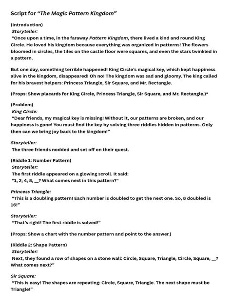 Script For The Magic Pattern Kingdom Pdf