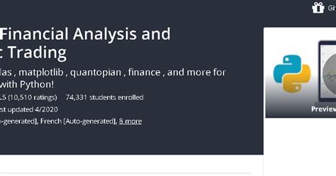 Python For Financial Analysis And Algorithmic Trading ~ E Learning For All