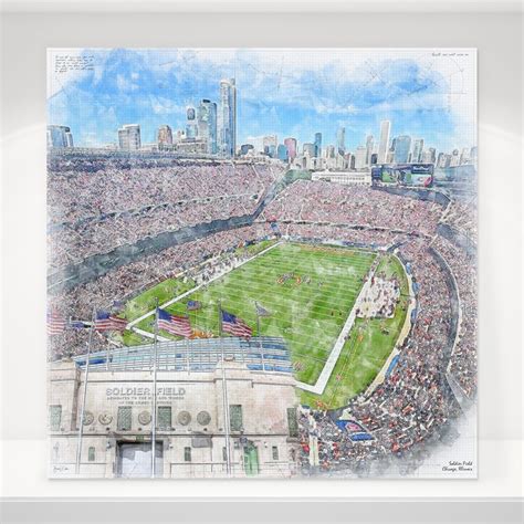 Soldier Field Print Canvas Wall Art Chicago Bears Football Stadium Art