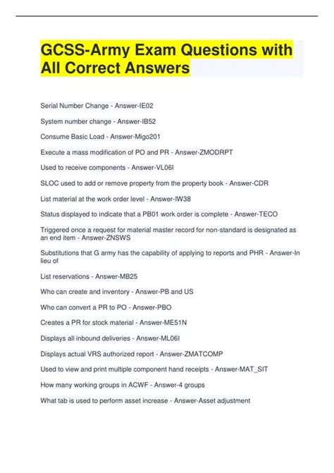 Gcss Army Exam Questions With All Correct Answers Gcss Army Stuvia Us