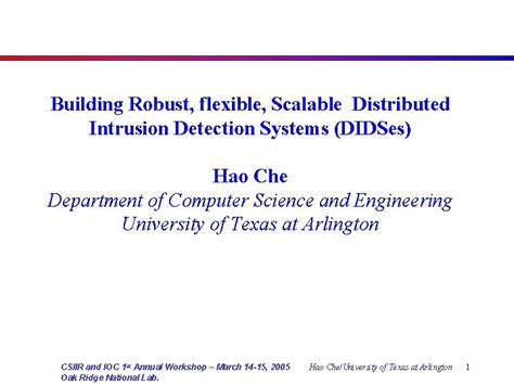 Building Robust Flexible Scalable Distributed Intrusion Detection Systems