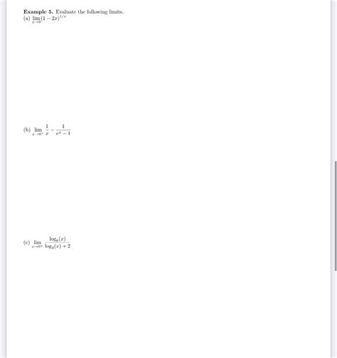 Solved Example Evaluate The Following Limits A Chegg