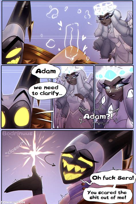 Rule 34 Adam Hazbin Hotel Angel Angel Wings Angry Face Bodrinuus Caught Comic Comic Page