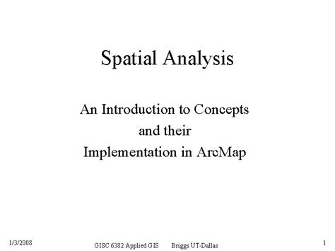 Spatial Analysis An Introduction To Concepts And Their