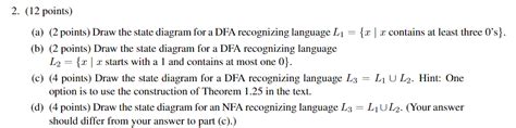 Solved 2 12 Points A 2 Points Draw The State Diagram