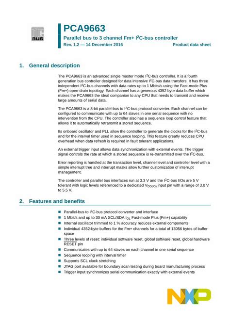 PDF PCA9663 Parallel Bus To 3 Channel Fm I2C Bus BUFFER OSCILLATOR CTRLINTMSK CTRLPRESET
