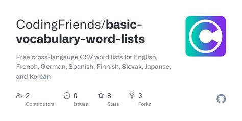 Github Codingfriendsbasic Vocabulary Word Lists Free Cross Langauge
