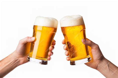 Premium Ai Image Hands Toasting With Glasses Of Beer Isolated On