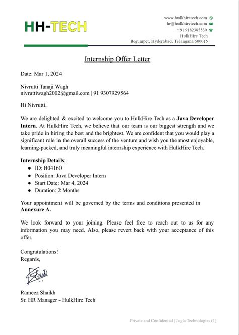 Nivrutti Wagh On Linkedin Hulkhire Javadeveloper Internship Hulkhiretechnology Springboot