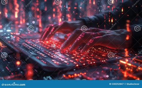 Hacker Typing On Keyboard Cybersecurity Concept Generative Ai Stock Illustration