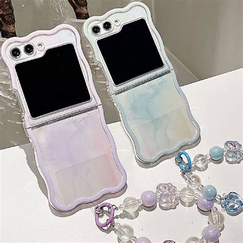갤럭시 Z플립 5 4 3 플립 파스텔 마블 디자인 비즈 손목 스트랩 투명 글리터 젤리 슬 홈플러스 택배배송