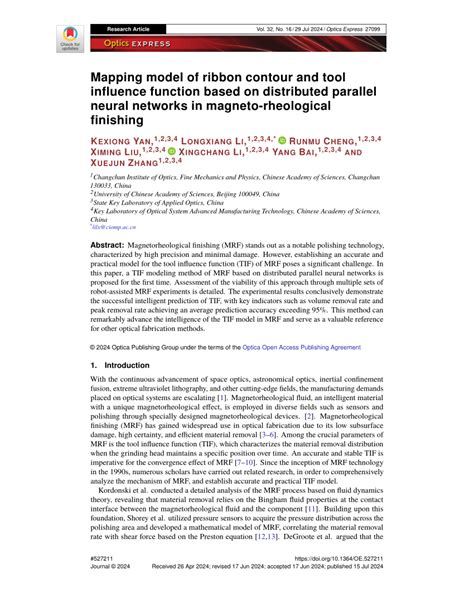 Pdf Mapping Model Of Ribbon Contour And Tool Influence Function Based On Distributed Parallel