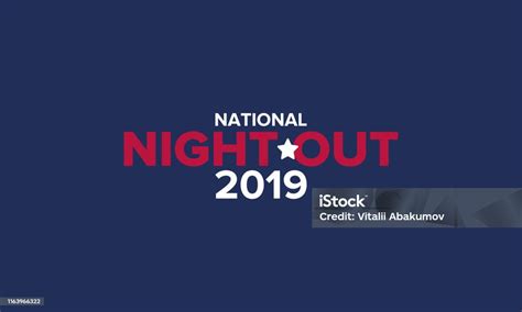 내셔널 나이트 아웃 미국에서 지역 사회 경찰 인식 제고 캠페인 8 월에 매년 경축 파트너십 이벤트 포스터 인사말 카드 배너 및 배경 벡터 일러스트레이션 8월에 대한 스톡