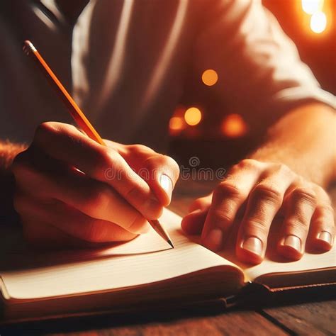 A Close Up Of A Person S Handwriting In A Notebook With A Pencil Stock Illustration