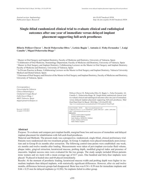 Pdf Single Blind Randomized Clinical Trial To Evaluate Clinical And