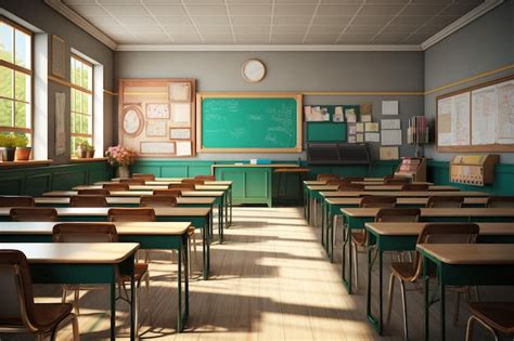 Premium Photo Interior Of Classroom Empty Education Concept