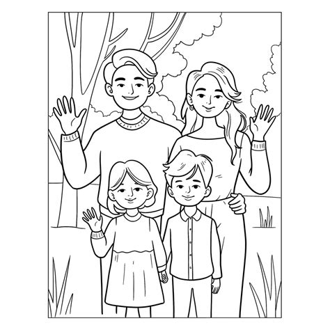 Раскраска Мама папа сын и дочь распечатать раскраски для детей