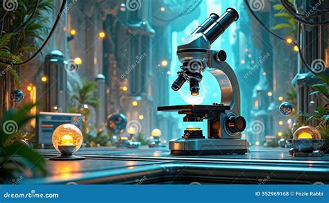 Futuristic Microscope In A Sci Fi Laboratory Good Resolution Stock