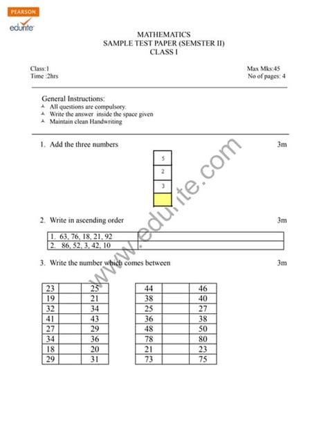 Class 2 Icse Maths Sample Paper Model 2 Pdf