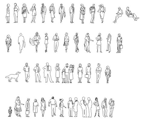 People CAD Blocks Detail 2d View Layout File Cadbull