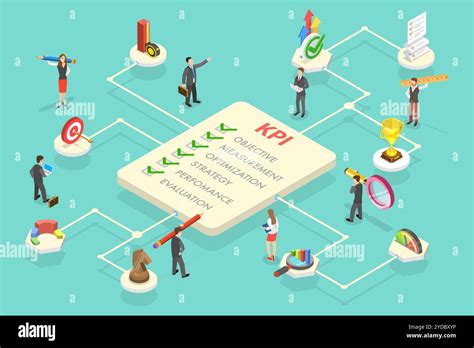 3d Isometric Flat Conceptual Illustration Of Kpi Key Performance Indicator Performance