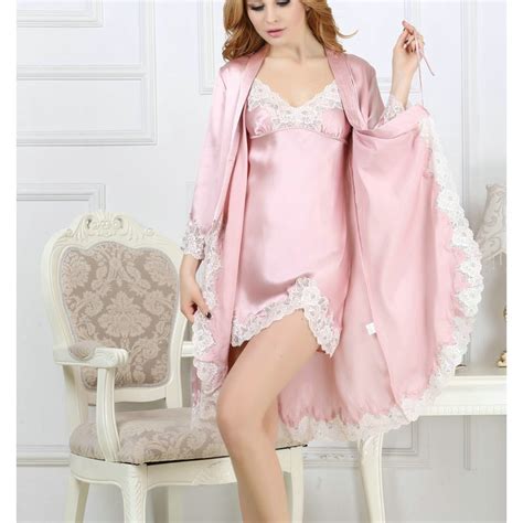 Sexy Pink Casual Silk Pajamas Set For Women