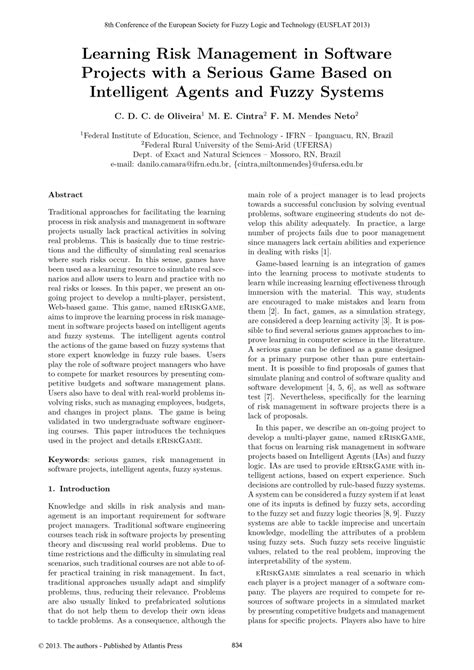 Pdf Learning Risk Management In Software Projects With A Serious Game