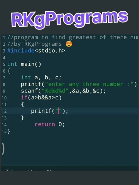 Program To Find Greatest Of 3️⃣ Three Number🥰rkgprograms Cprograms