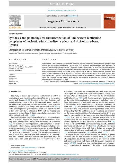 Pdf Synthesis And Photophysical Characterization Of Luminescent