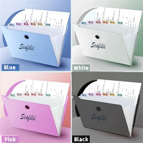 Seafilii Long Expanding File Folder 12pockets Expanding Document Organizer With Labels Envelope