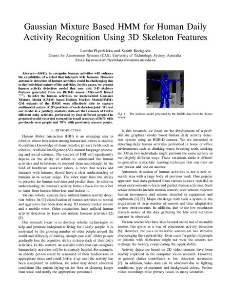 Pdf Gaussian Mixture Based Hmm For Human Daily Activity Recognition Using 3d Skeleton Features