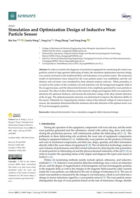 Pdf Simulation And Optimization Design Of Inductive Wear Particle Sensor