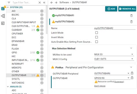 tms320f280039c clb outputxbar cannot override epwm pin but outputxbar can override c2000
