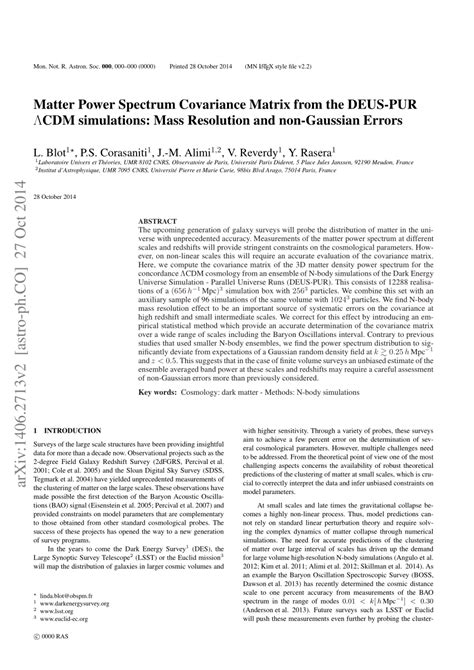 Pdf Matter Power Spectrum Covariance Matrix From The Deus Pur