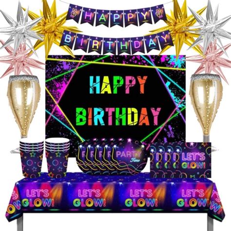 Set Decorativo Fondo Telón Para Cumpleaños Flúor Neón Tu Fiesta A