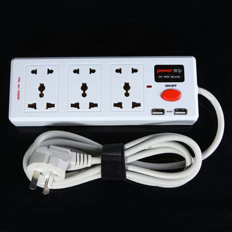 Multi Function 6 Outlet 2 USB Charger Port Power Strip Circuit Breaker Multi Functional Plug