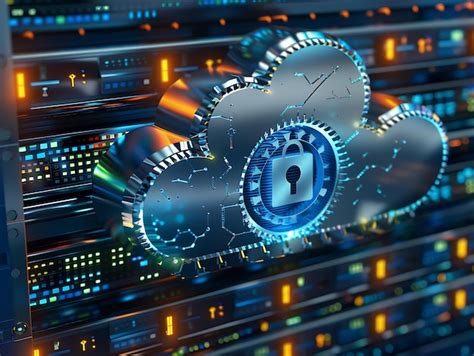 Locked Cloud Storage With Digital Encryption Rings Premium Ai Generated Image