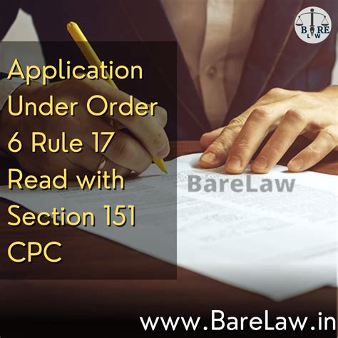 Application Under Order 6 Rule 17 Read With Section 151 CPC BareLaw