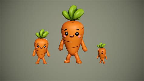 Cute Carrot Character Stylized Animated Game Asset Fab