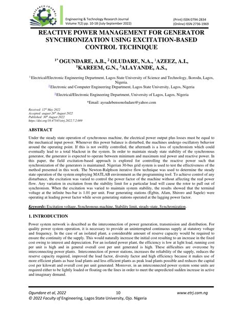 pdf reactive power management for generator synchronization using