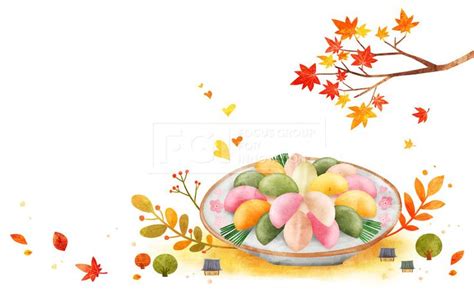 Pai113 프리진 일러스트 배경 오브젝트 한국 낙엽 단풍잎 Maples 음식 추석 요리 일러스트 가을 전통 송편 떡 단풍 명절 에프지아이