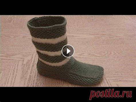 Новинка 2020 Простые сапожки на двух спицах без единого шва 1 часть M Сапожки спицами
